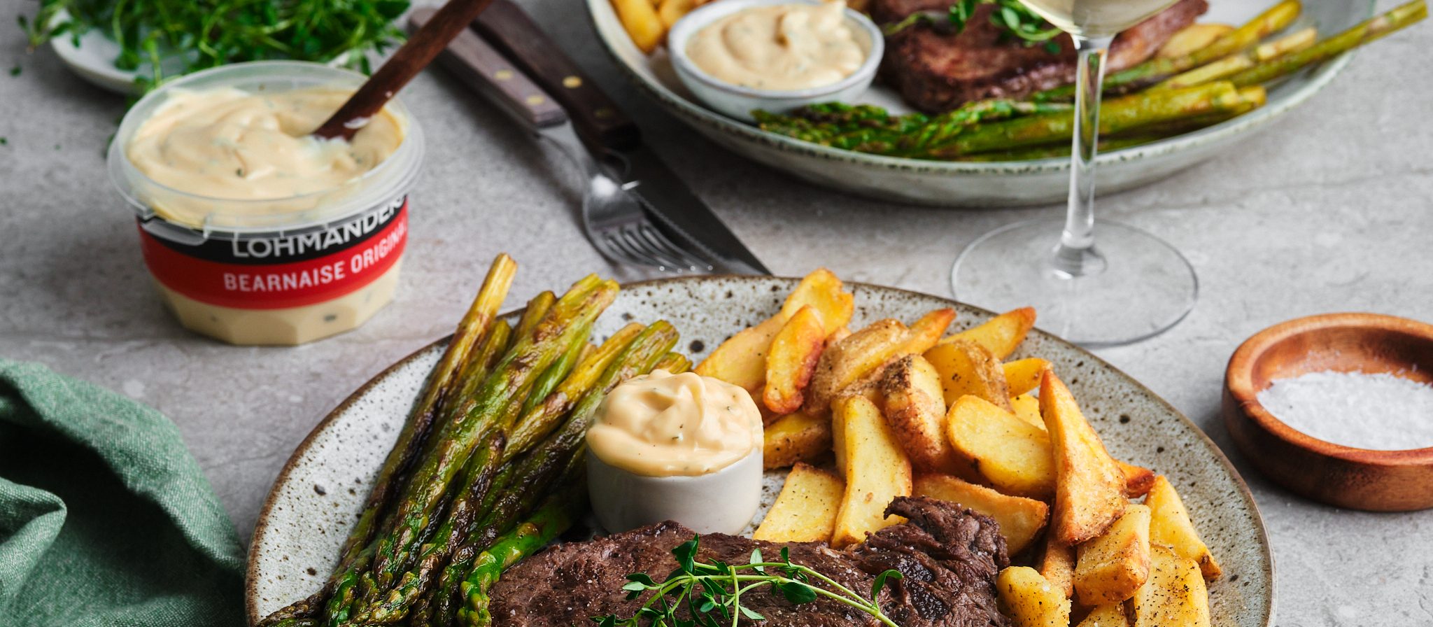 Entrecote med pommes, sparris och bea | Lohmanders